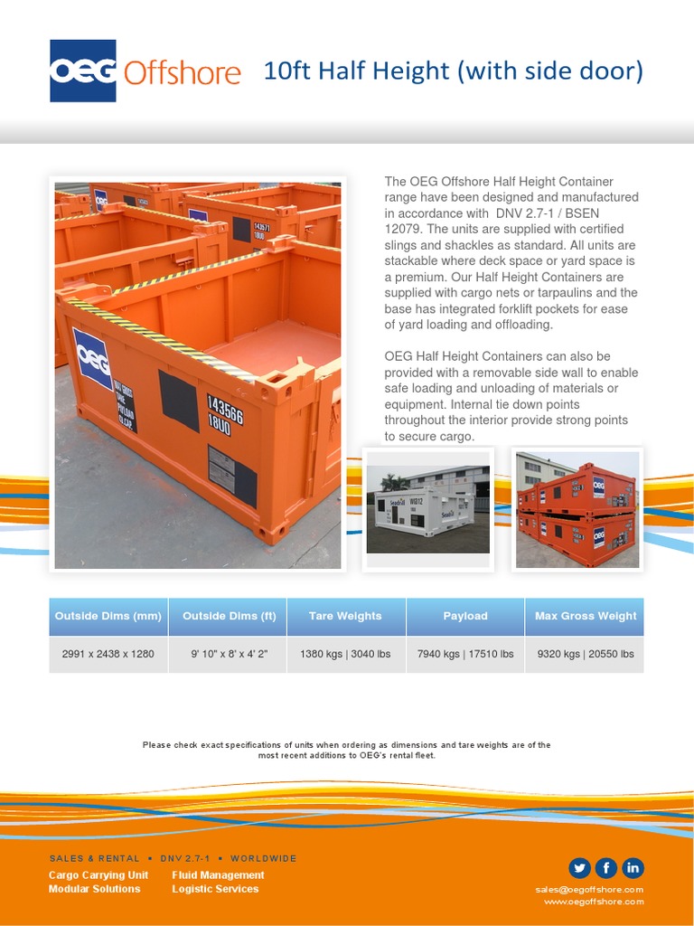 OEG Offshore - 10ft Half Height (With Side Door) - Datasheet | PDF ...