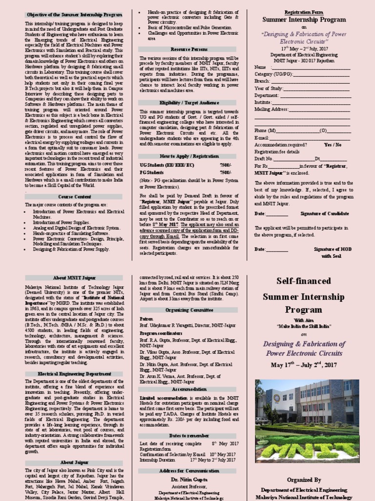 MNIT Summer Internship on Power Electronics | PDF | Electronics | Engineering