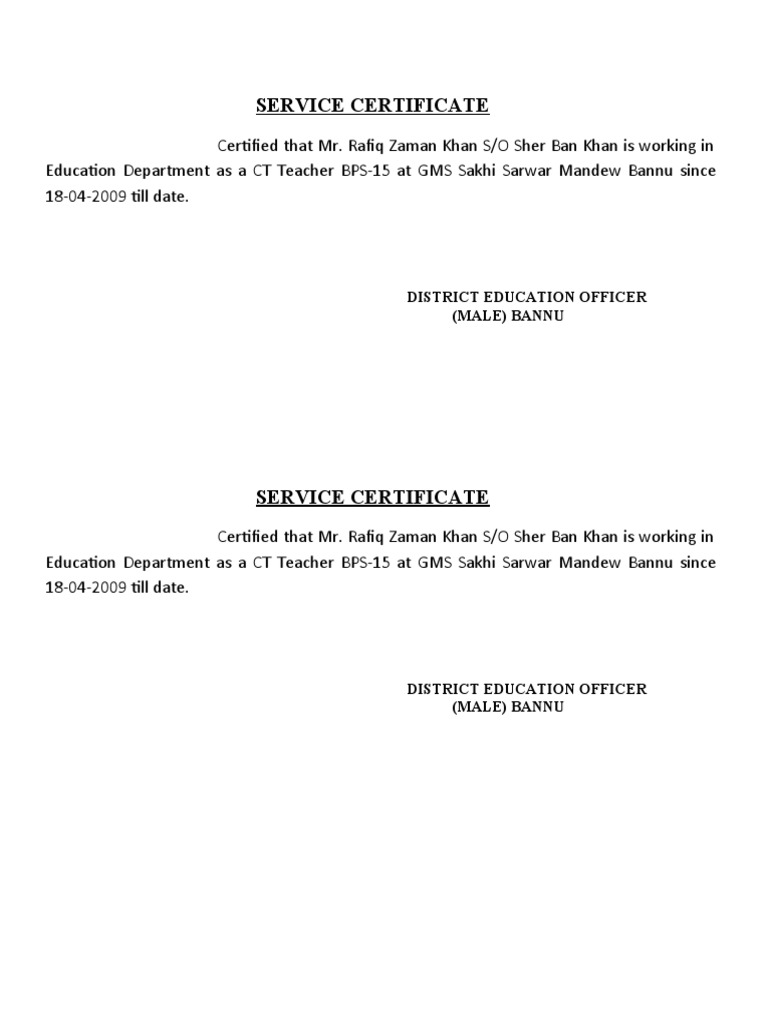 Service Certificate | PDF