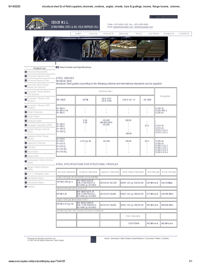 Structural Steel & Oil Field Suppliers, Channels, Sections, Angles ...
