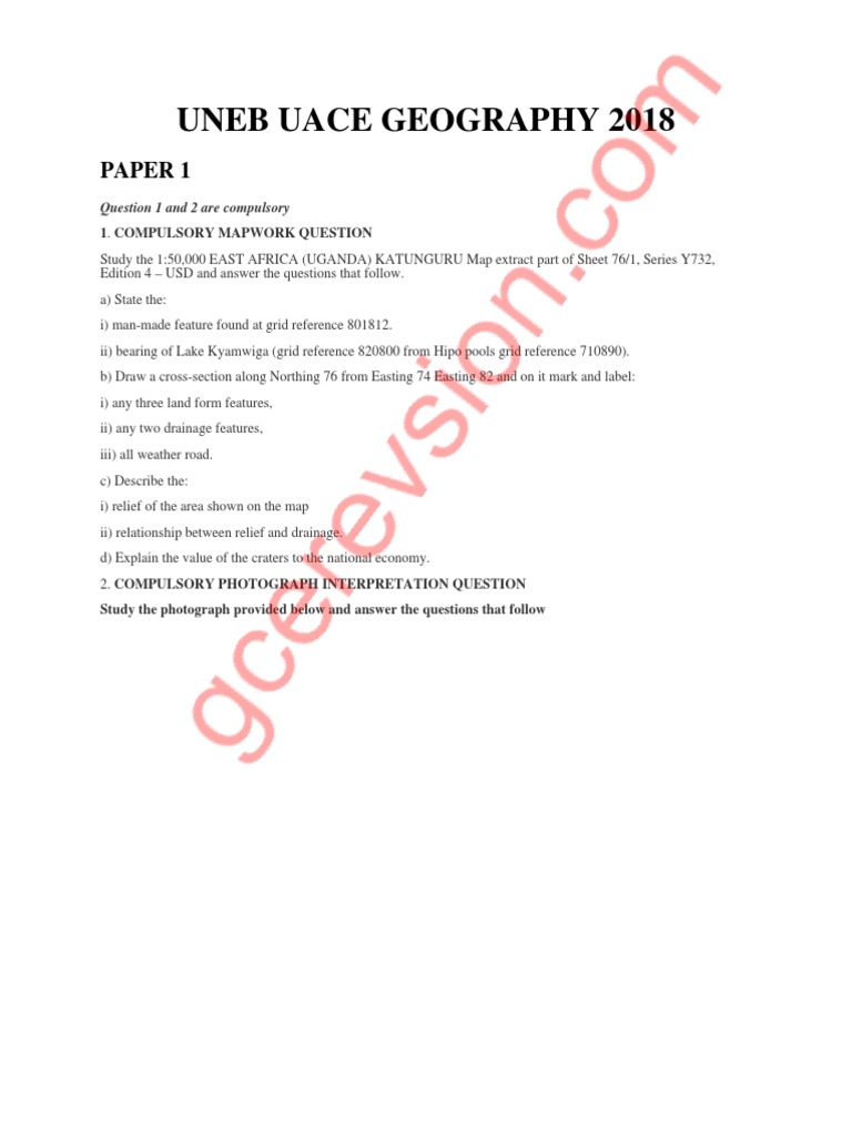UNEB UACE Geography Past Papers 2018 | PDF | Map | Earth Sciences