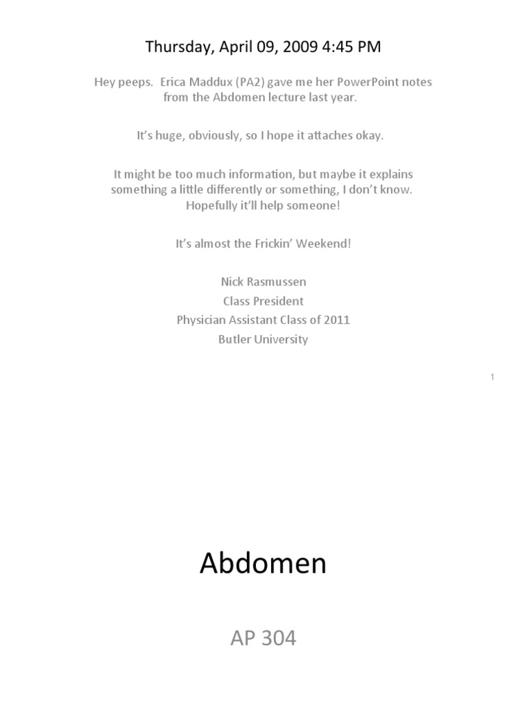 Abdomen Lecture Notes Overview | PDF | Abdomen | Musculoskeletal System