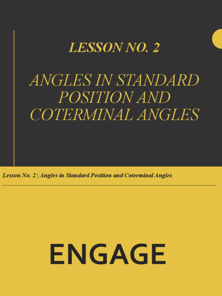 Standard Position and Coterminal Angles | PDF | Angle | Behavior ...