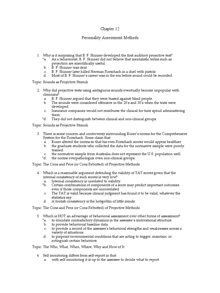 12 - Personality Assessment Methods | PDF | Psychometrics | Validity ...