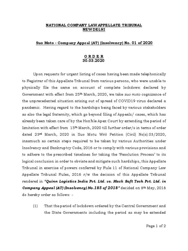 National Company Law Appellate Tribunal New Delhi: Company Appeal (AT) (Insolvency) No.185 of ...