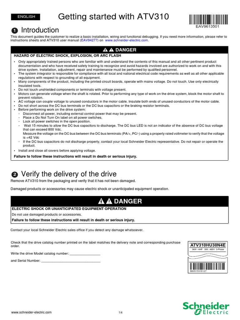 Getting Started With ATV310: Danger | Download Free PDF | Direct Current | Electric Motor