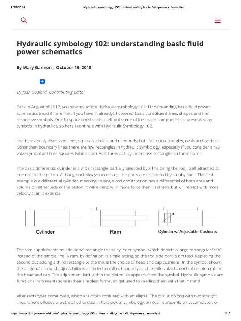 Hydraulic Symbology 102 - Understanding Basic Fluid Power Schematics ...