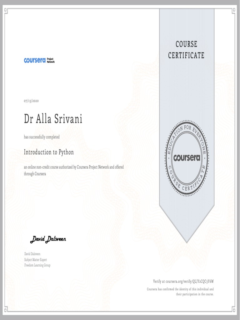 Python Course Completion Certificate | PDF | Computing And Information ...
