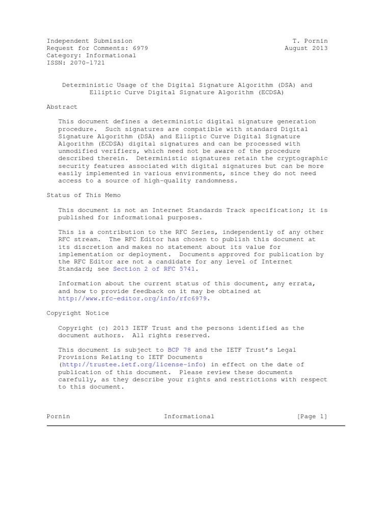 rfc6979-ECDSA Signature Verification | PDF | Cryptography | Key ...