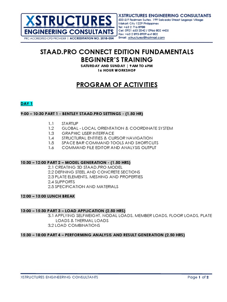 Staad - Pro Connect Edition Fundamentals Beginner'S Training ...