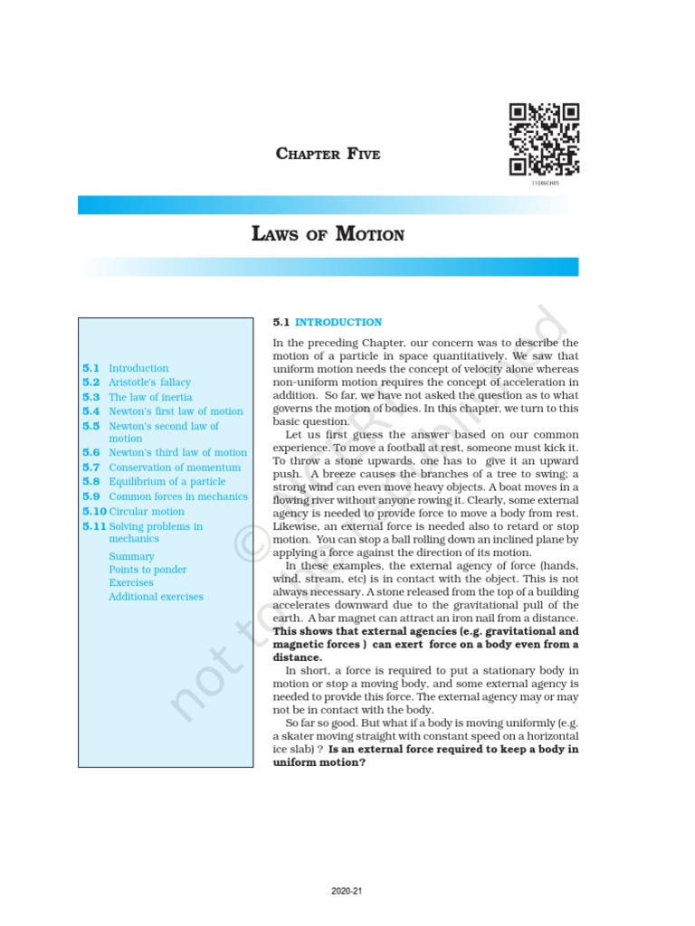 Class 11 Pysics NCERT Textbook Chapter 5 Laws of Motion PDF | PDF ...