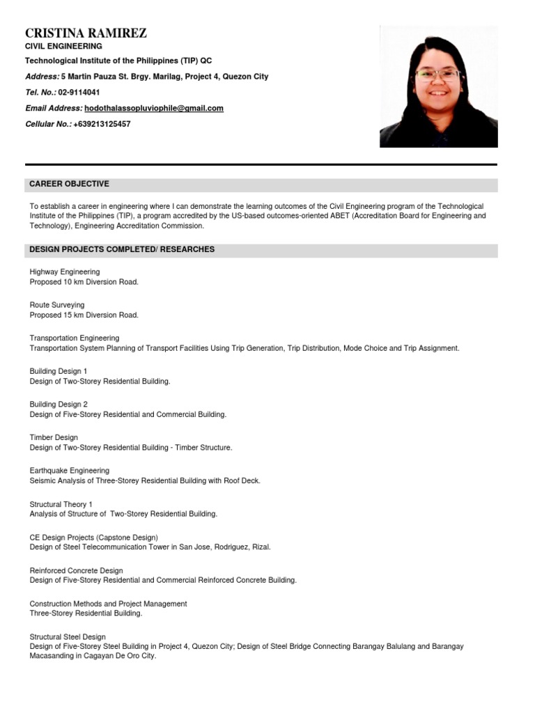 Ramirez Cristina Resume PDF | PDF | Engineer | Engineering