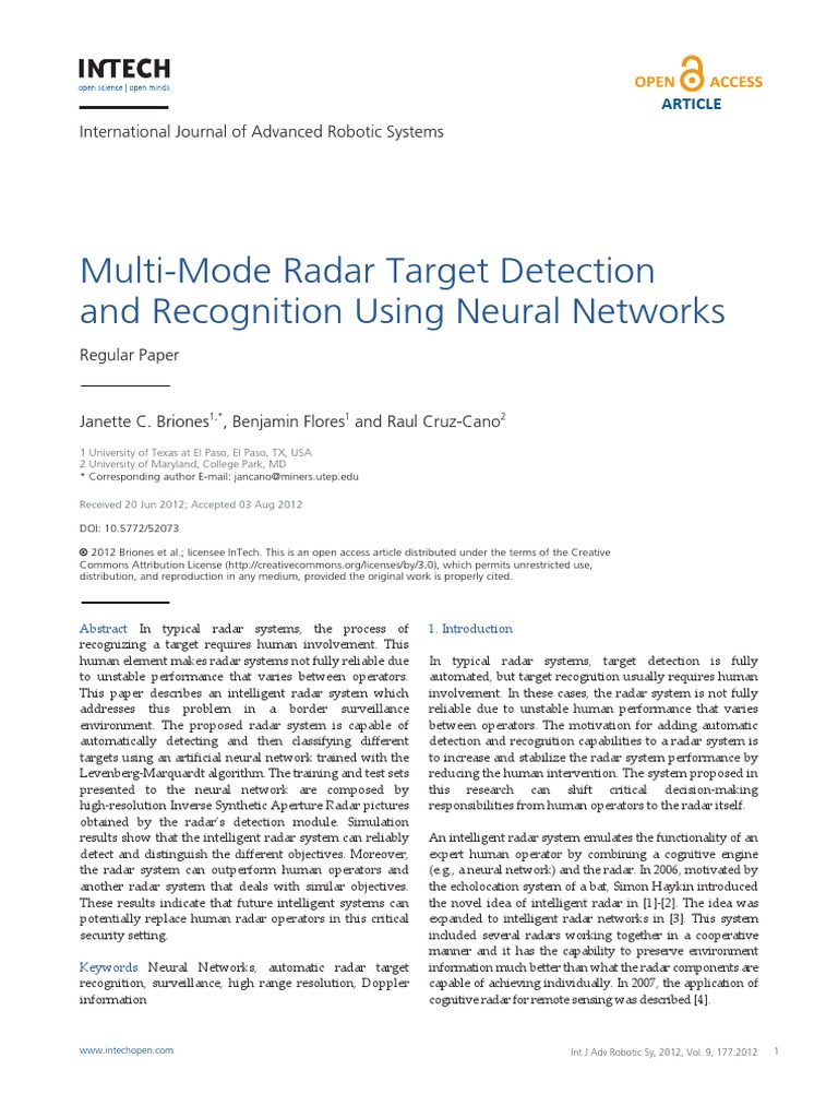 Multi-Mode Radar Target Detection and Recognition Using Neural Networks | Download Free PDF ...