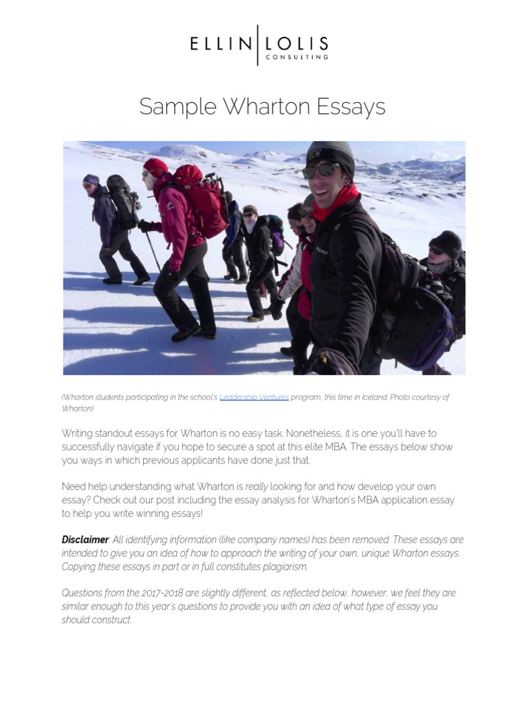 Ellin LosisSample Wharton Essays | PDF | Wharton School Of The ...
