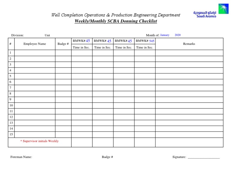 SCBA Donning Checklist | PDF