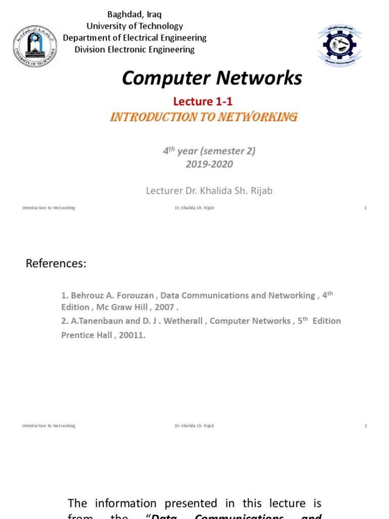 4th Computer Networks Lecture 1 1 Introduction Pdf Computer Network 0739