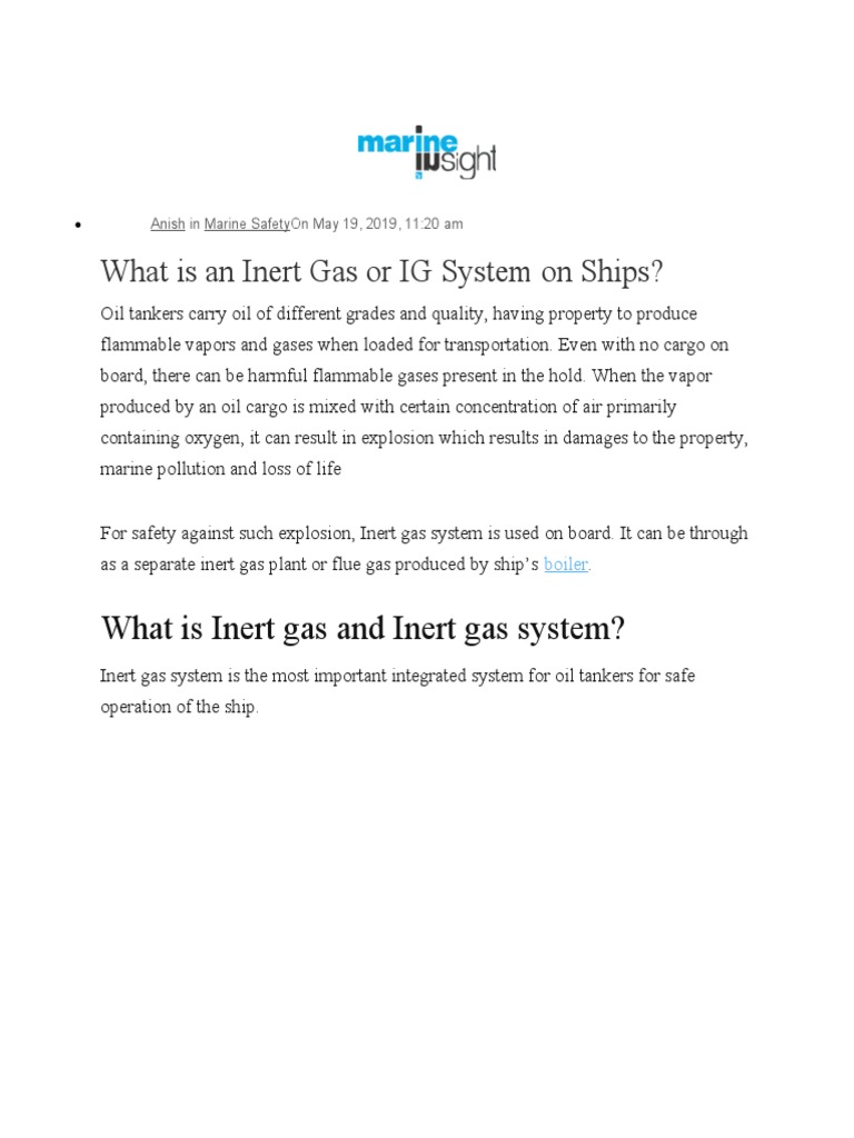 What Is An Inert Gas or IG System On Ships? | PDF | Oil Tanker | Phases ...