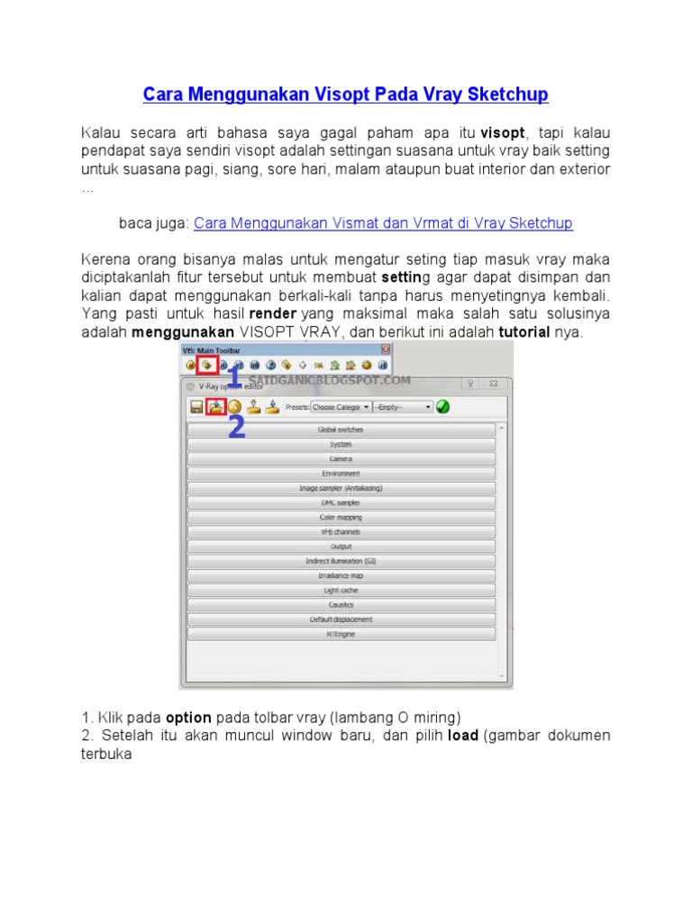 Cara Menggunakan Visopt Pada Vray Sketch | PDF