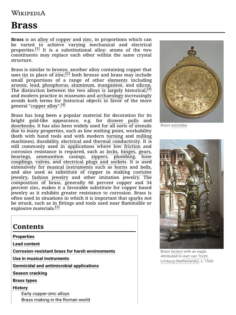 Brass - Wikipedia | PDF | Brass | Corrosion