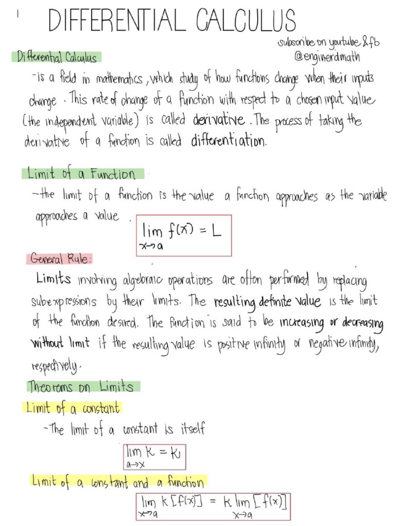 Differential Calculus Notes | PDF