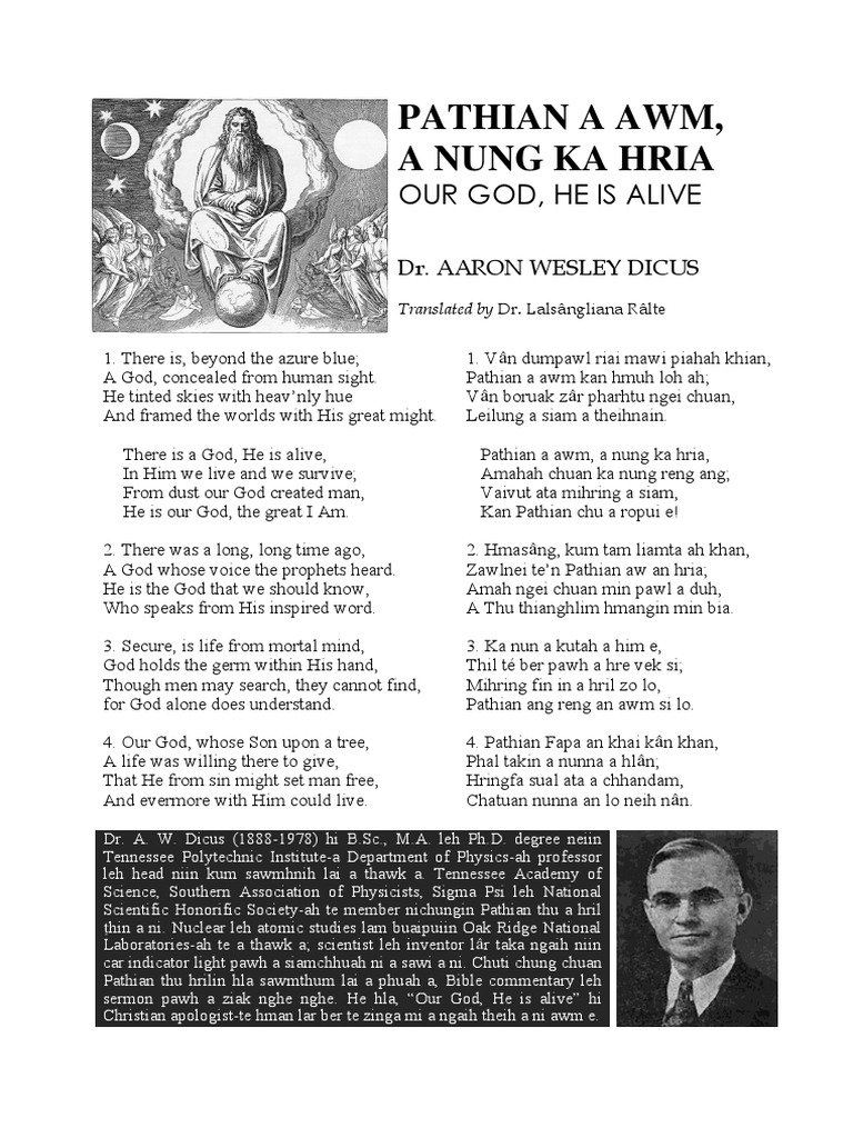 Pathian A Awm, A Nung Ka Hria: Our God, He Is Alive | PDF