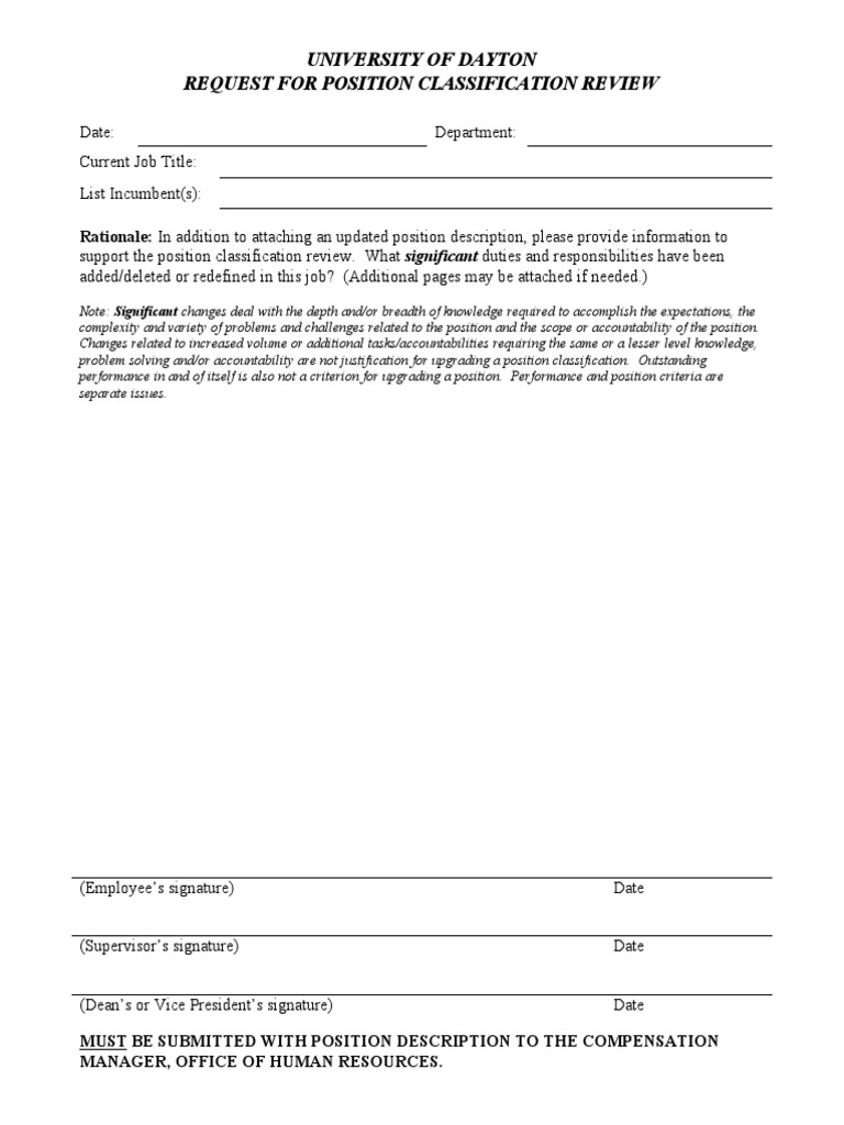 Req Position Classification Review Form | PDF