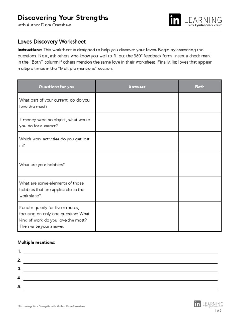 Loves Discovery Worksheet | PDF