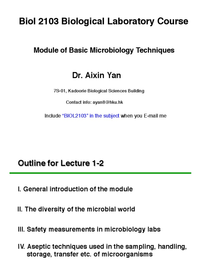 2.1 Basic Microbiology Techniques | PDF | Bacteria | Microorganism