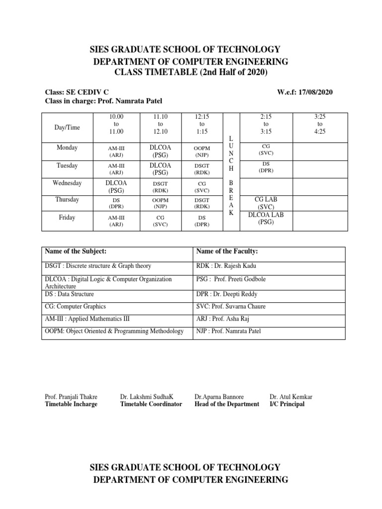 Sies Graduate School of Technology Department of Computer Engineering ...
