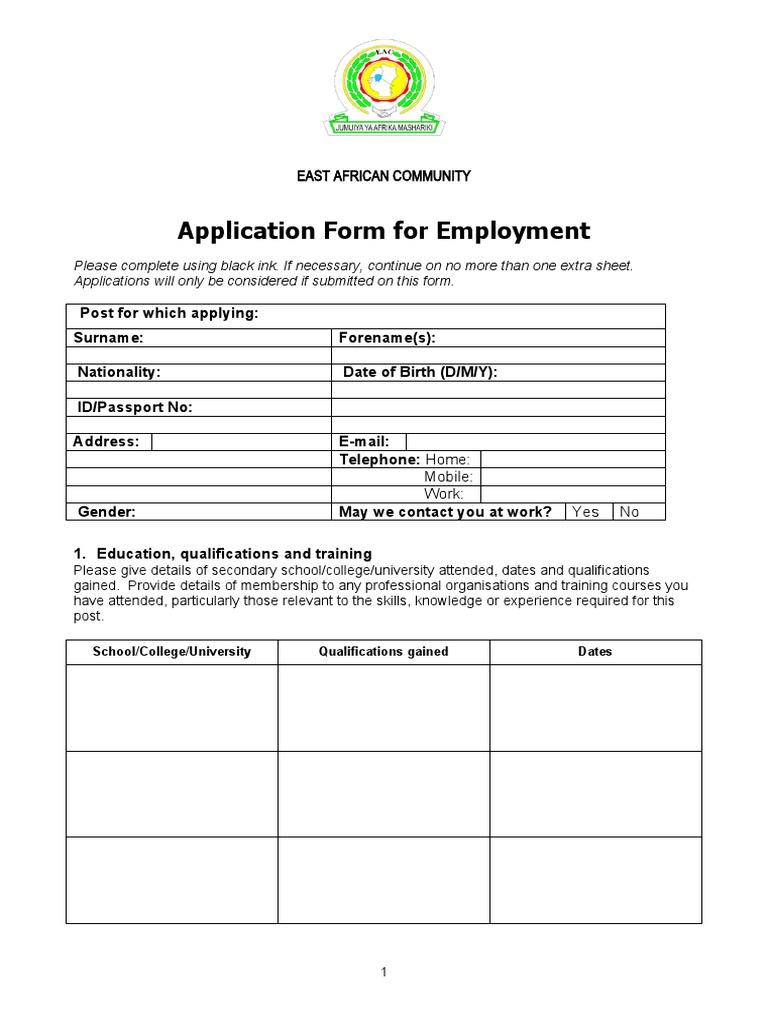 Eac Application Form 2 | PDF | Labour | Business