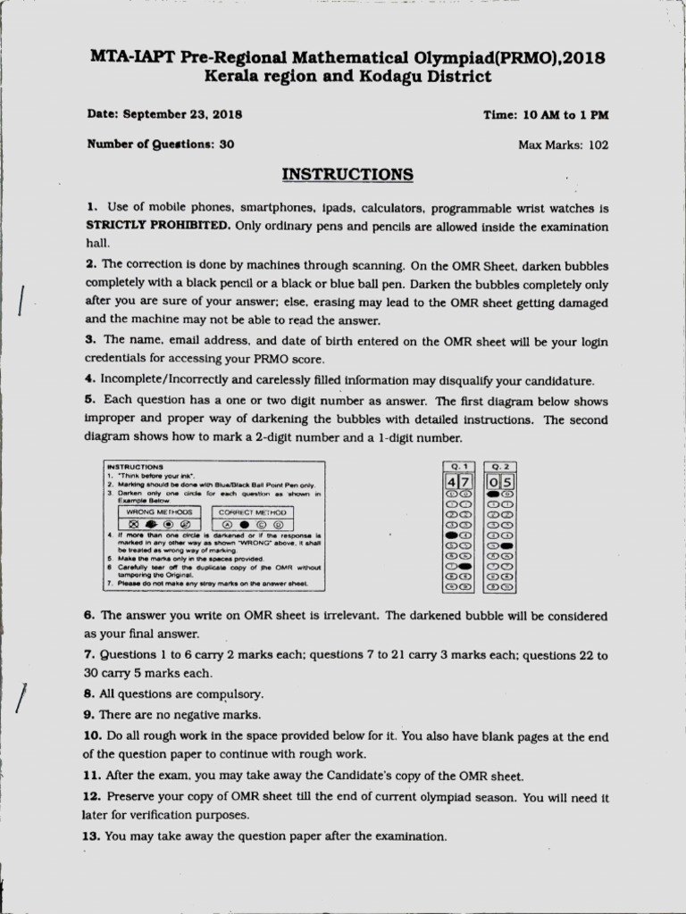 PRMO 2018 (Kerala) | PDF