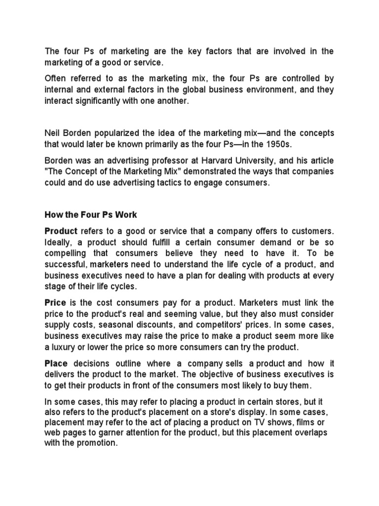 Understanding the Four Ps of Marketing | PDF | Marketing | Advertising