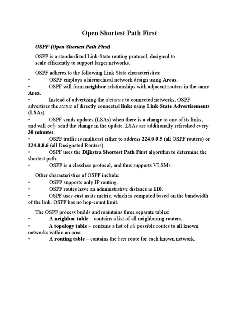 Ospf Open Shortest Path First Pdf Routing Telecommunications Standards