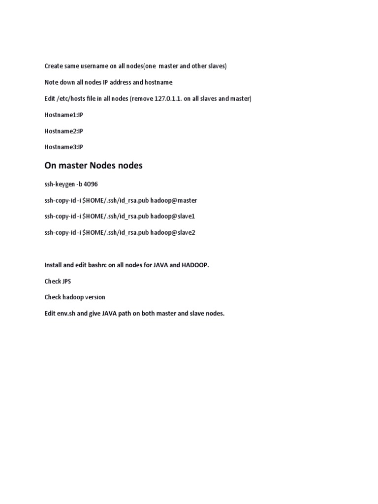 On Master Nodes Nodes: Install and Edit Bashrc On All Nodes For JAVA and HADOOP | Download Free ...