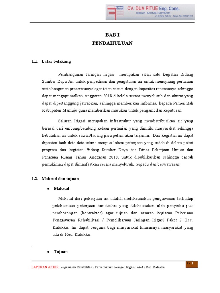Bab 1 Laporan Pendahuluan / Laporan Akhir | PDF