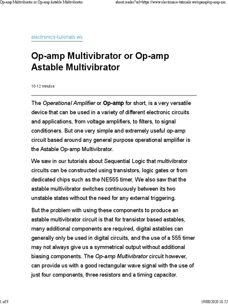 Op-Amp Multivibrator or Op-Amp Astable Multivibrator | PDF ...