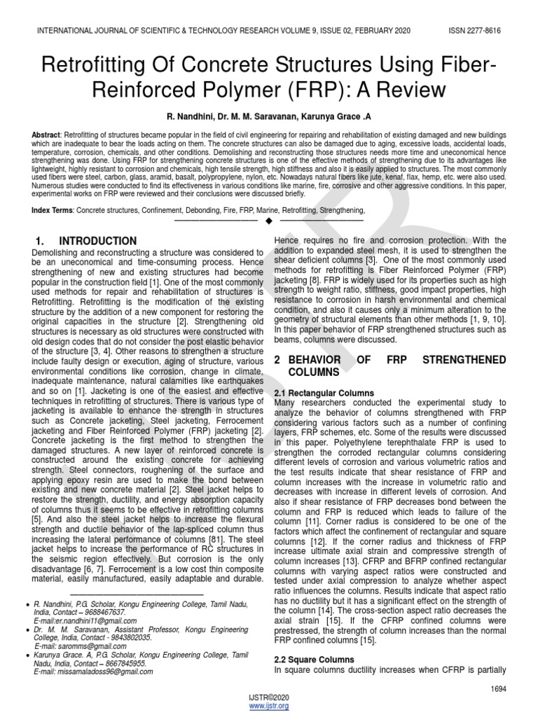 Retrofitting of Concrete Structures Using Fiber-Reinforced Polymer (FRP ...