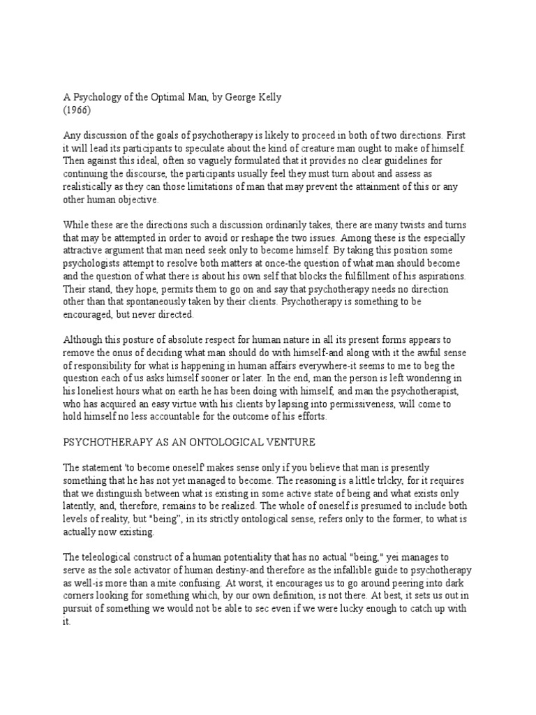 A Psychology of The Optimal Man | PDF | Psychotherapy | Experiment