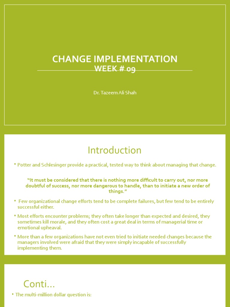Change Management - Change Implementation | PDF | Risk | Swot Analysis