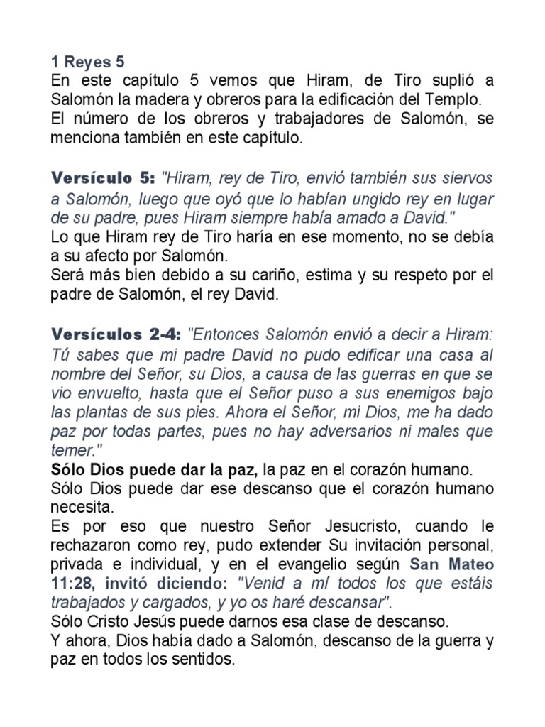 1 Reyes 5 | PDF | Solomons | David