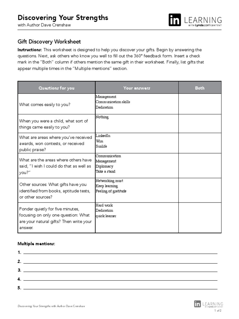 Gift Discovery Worksheet | PDF | Education Theory | Teaching