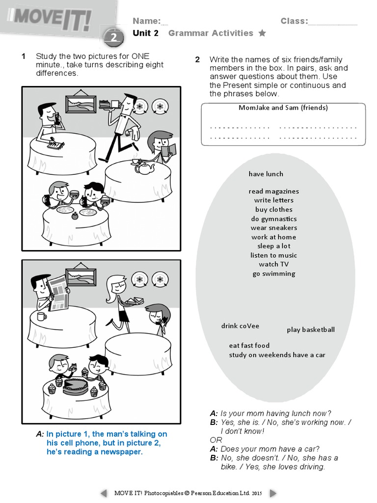 Unit 2: Name: Class: Grammar Activities | PDF