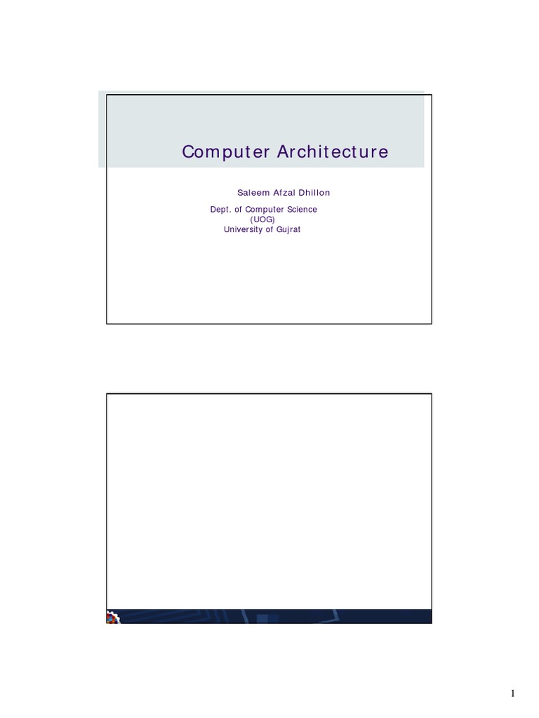 Computer Architecture: Dept. of Computer Science (UOG) University of Gujrat | Download Free PDF ...