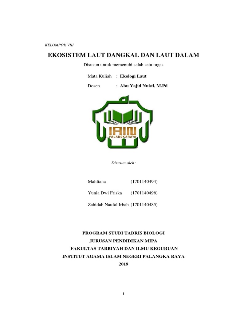 Kel 8 Ekologi - Laut Dangkal Dan Dalam | PDF