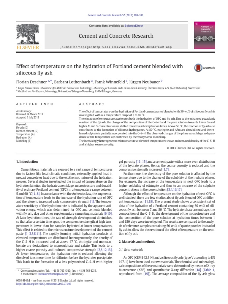 Cement and Concrete Research: Florian Deschner, Barbara Lothenbach ...