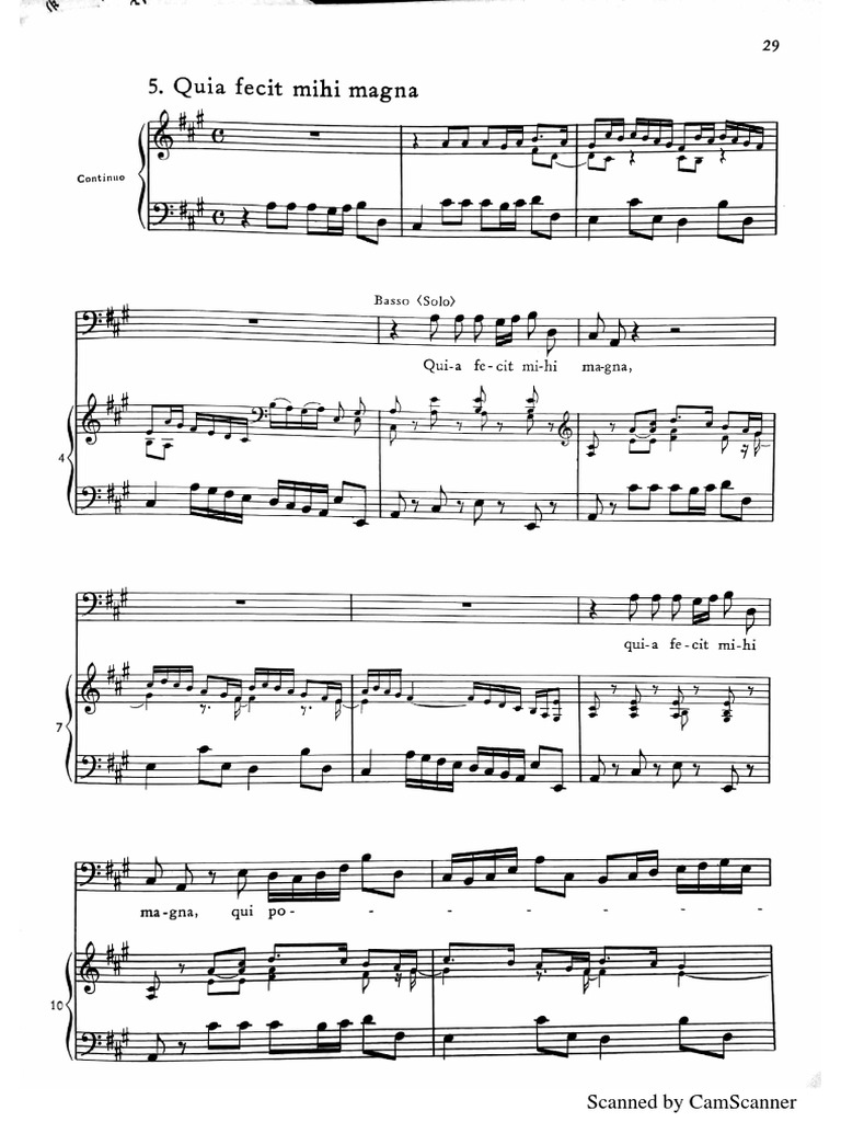 Bach - Magnificat BWV 243 - Quia Fecit Mihi Magna - Aria Basso | PDF