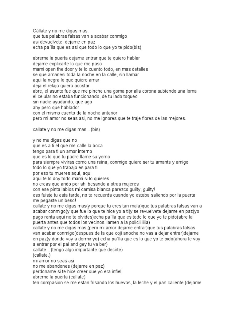 Cállate y No Me Digas Mas | PDF