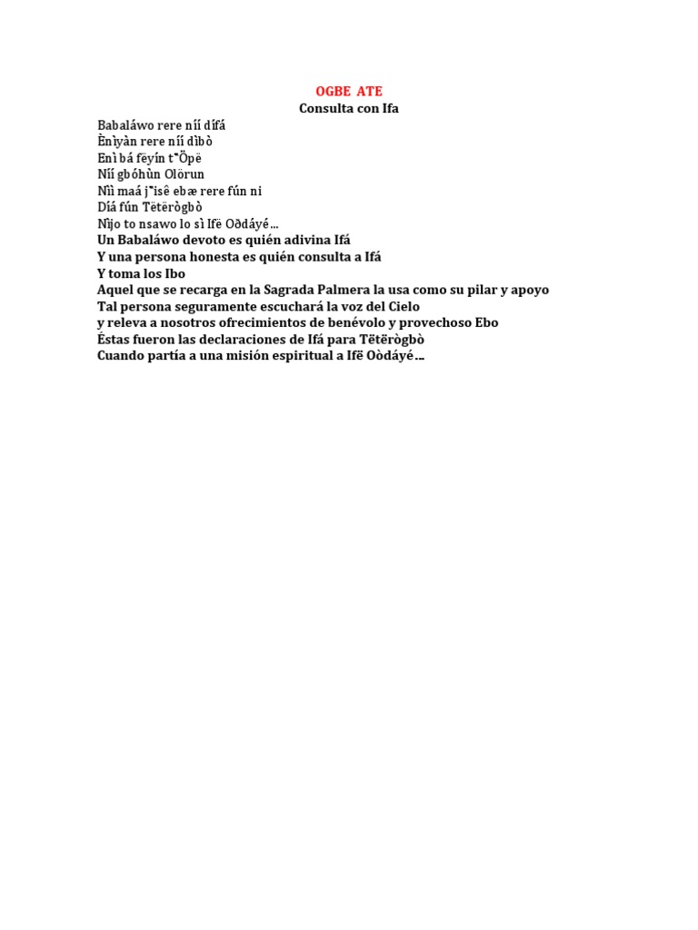 OGBE ATE (Consulta Con IFA | PDF
