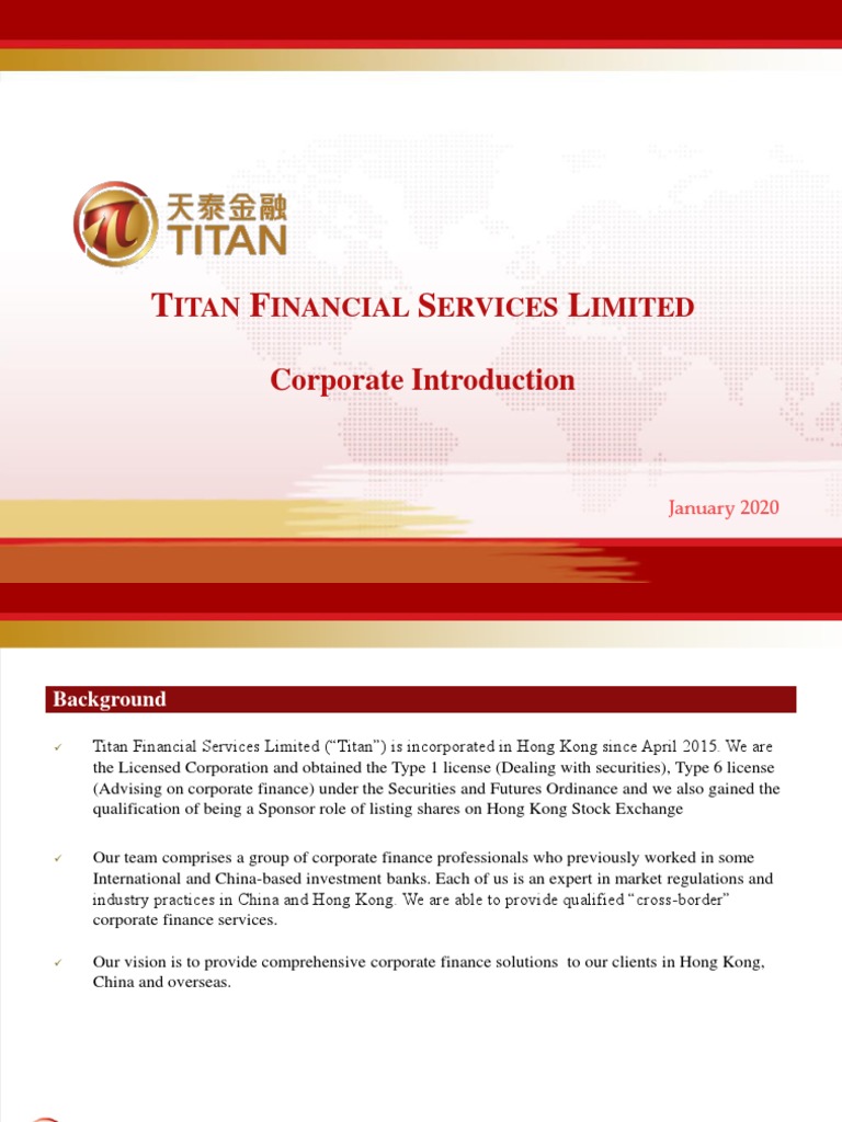 Titan Financial Services Overview | PDF | Takeover | Investment Banking