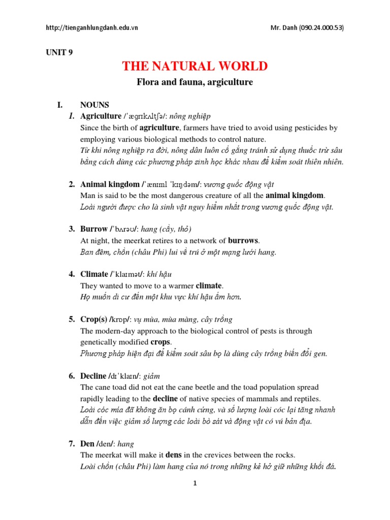 Unit 9 - The Natural World | PDF